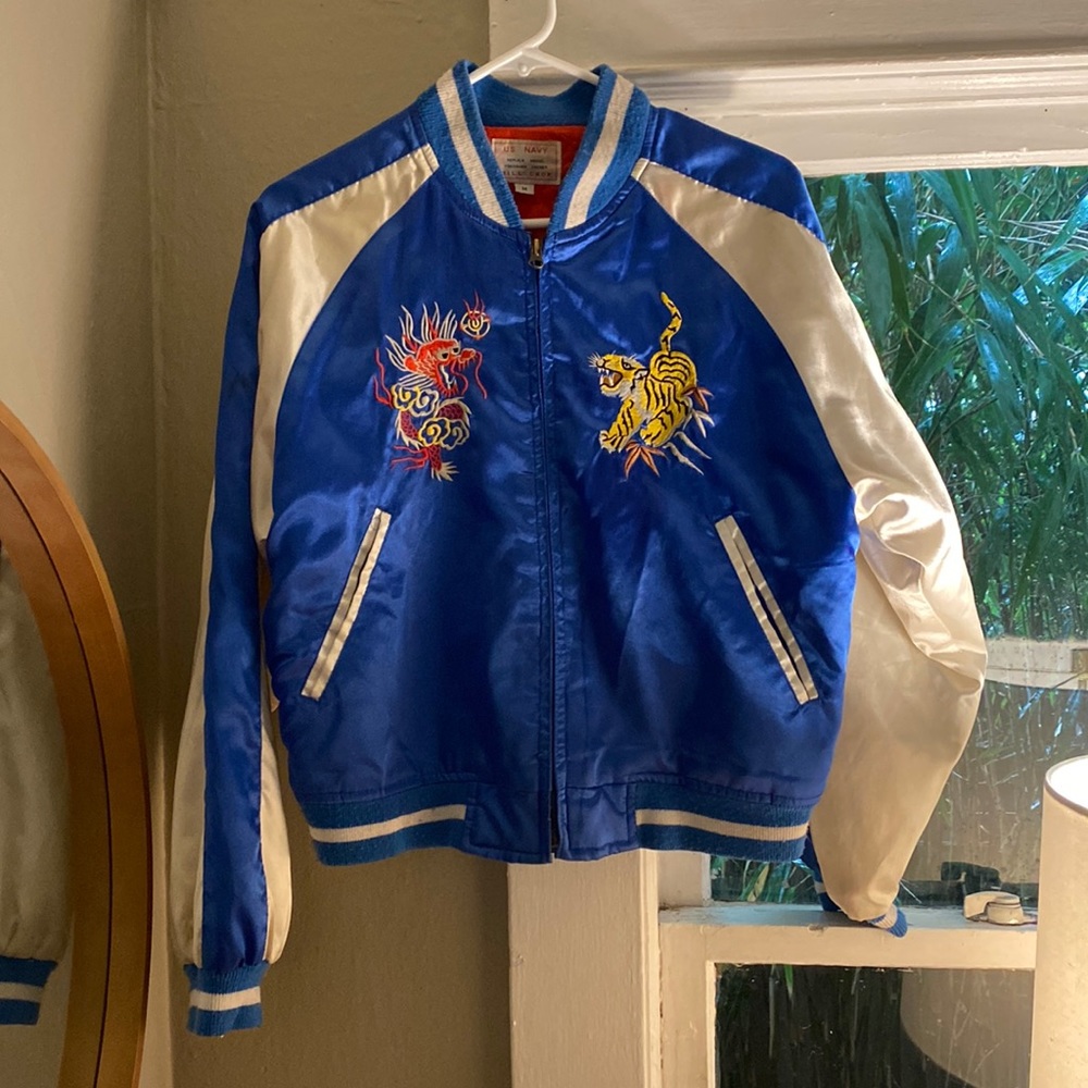 Suka Navy Blue Japan Tiger Bomber Jacket, Medium - Gem